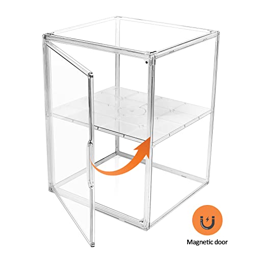 Cutora Clear Handbag Display Case for Closet, Large 2 Layers Plastic Acrylic Purse Storage Organizers, Anti Dust Luxury Stackable Bag Container Box with Magnetic Door for Clutch Cosmetics Makeup