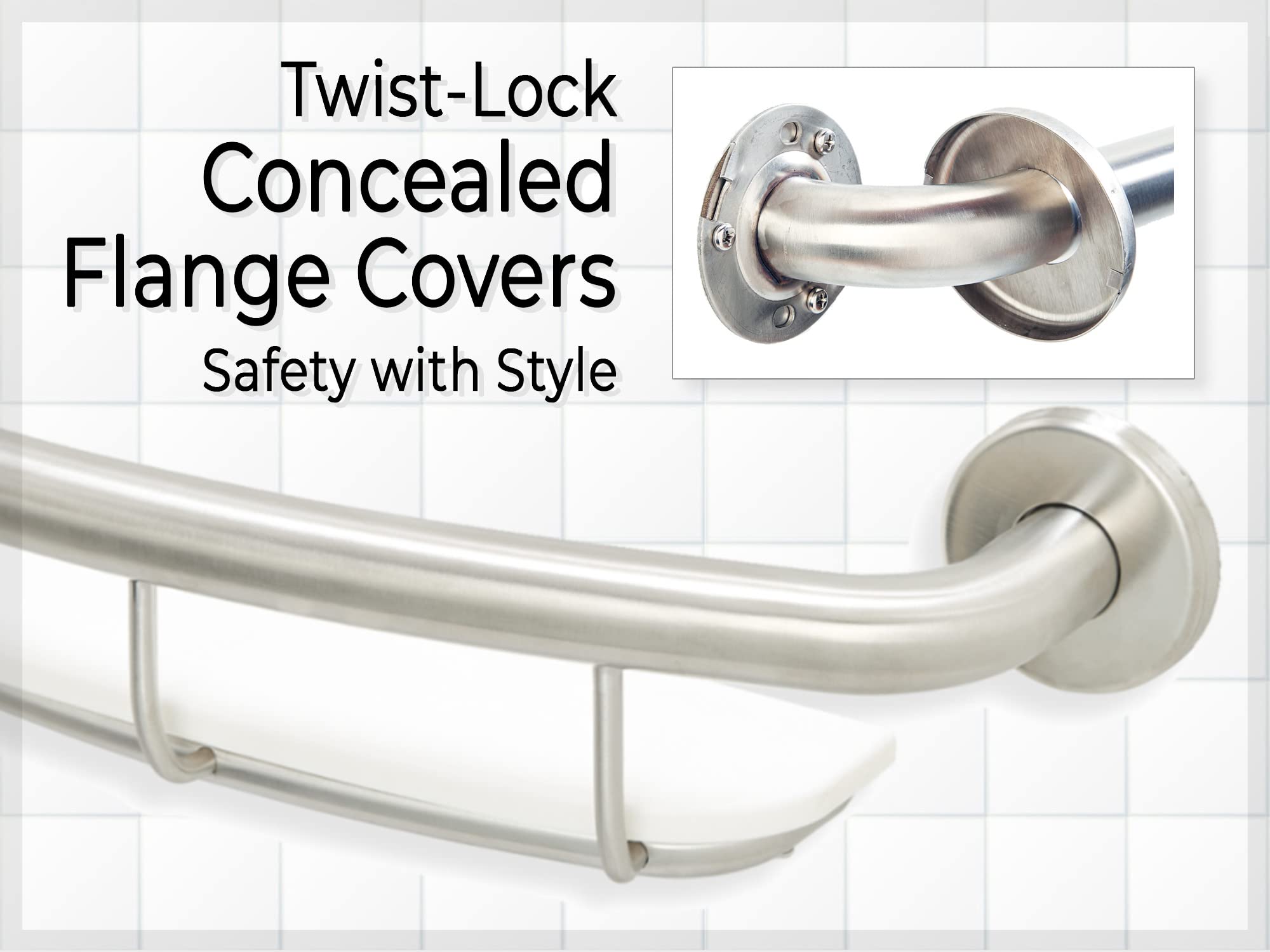 Shelf Grab Bar for Bathroom Shower Tub Kitchen Safety/304 Stainless Steel/Matte Black/ 18" x 5.5"