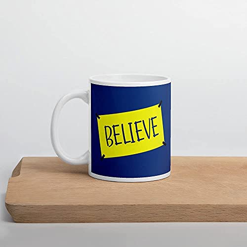 ECKOI Novelty Mugs Believe Sign Ted Lasso Coffee Mug Believe in Yourself Inspirational Gifts for Women Friend Kids Tea Cup for Mommy on Mother's Day/Birthday/Christmas Mug 11oz