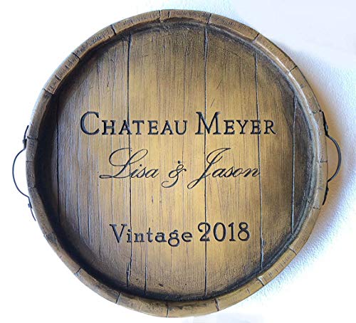 Wine Barrel Serving Tray Personalized