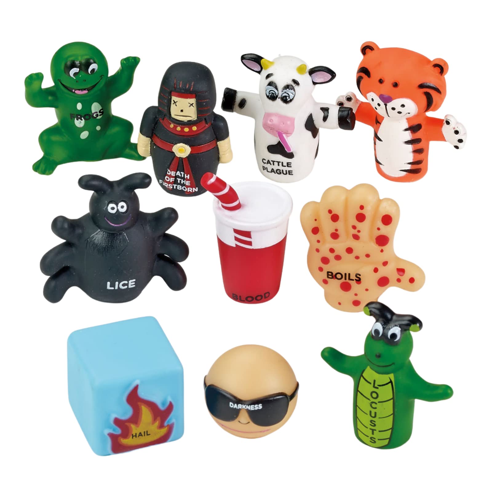 Jewish Holiday Learning & Storytelling Passover 10 Plagues Finger Puppets Set – 10 Vinyl Puppets for Each Plague - Fun Educational Toy for Kids Ages 3+, Ideal for Passover Seder & Classroom