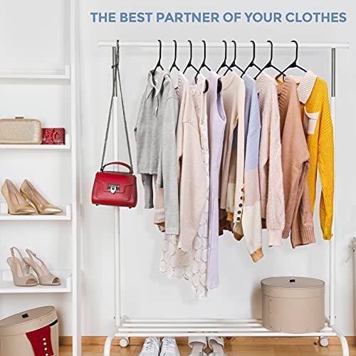 HOUSE DAY Black Standard Plastic Hangers Tubular Adult Hangers 16.5 Inch Light-Weight Hanger for Laundry & Everyday Use, Slim & Space Saving, Heavy Duty Clothes Hanger 24Pcs
