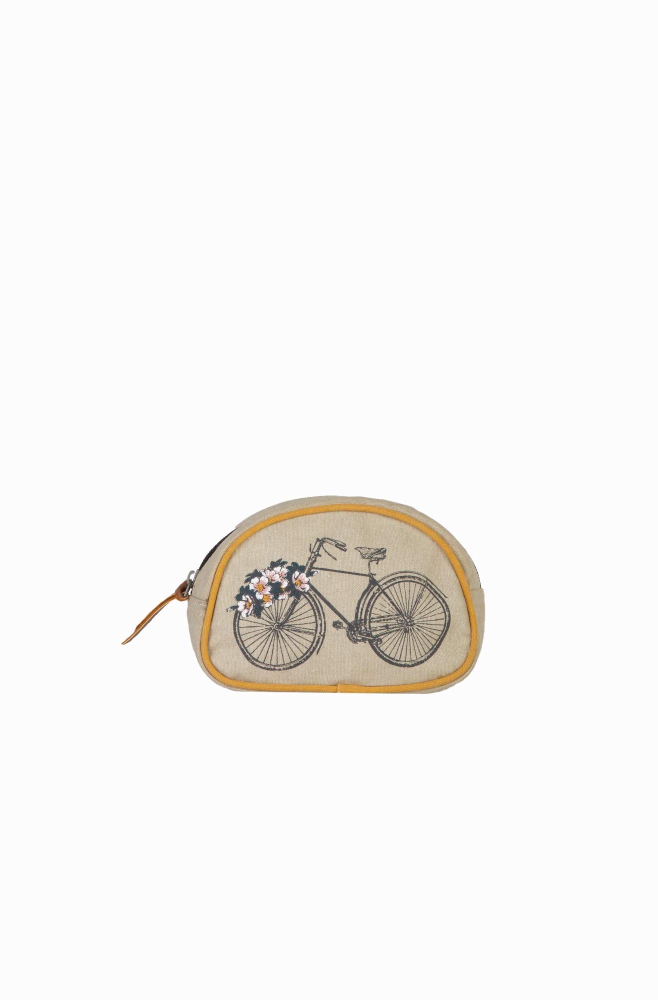 Mona B. Recycled, Upcycled Vintage Bike Canvas Collection with Vegan Leather Trim (Trust The Journey-Cosmetic pouch small