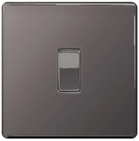 BG Electrical 2 x Screwless Flat Plate Single Light Switch, Black Nickel, 2-Way, 10AX, 2.0 cm*2.0 cm*2.0 cm, fbn12/s