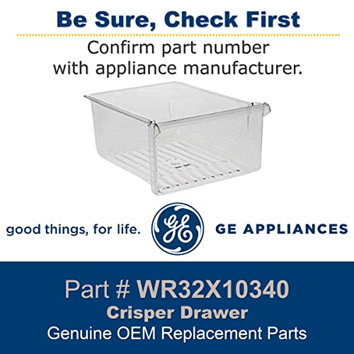 GE WR32X10340 Genuine OEM Crisper Drawer (Clear) for GE Refrigerators β14.50 x 11.37 x 6.50 inches