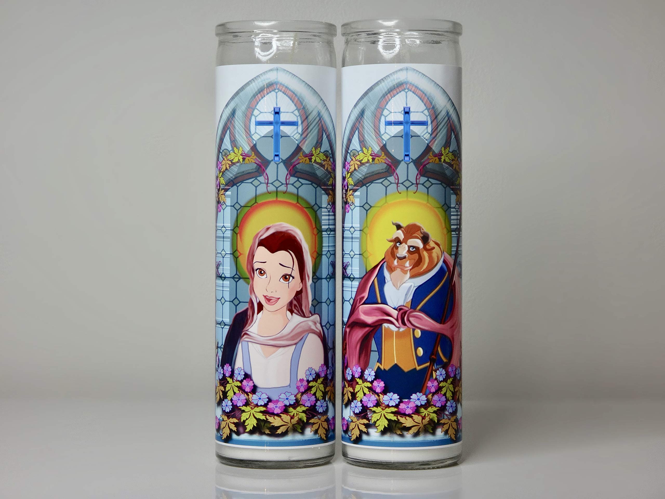 Beauty and The Beast Cartoon Prayer Candle Set - Princess Belle and The Beast