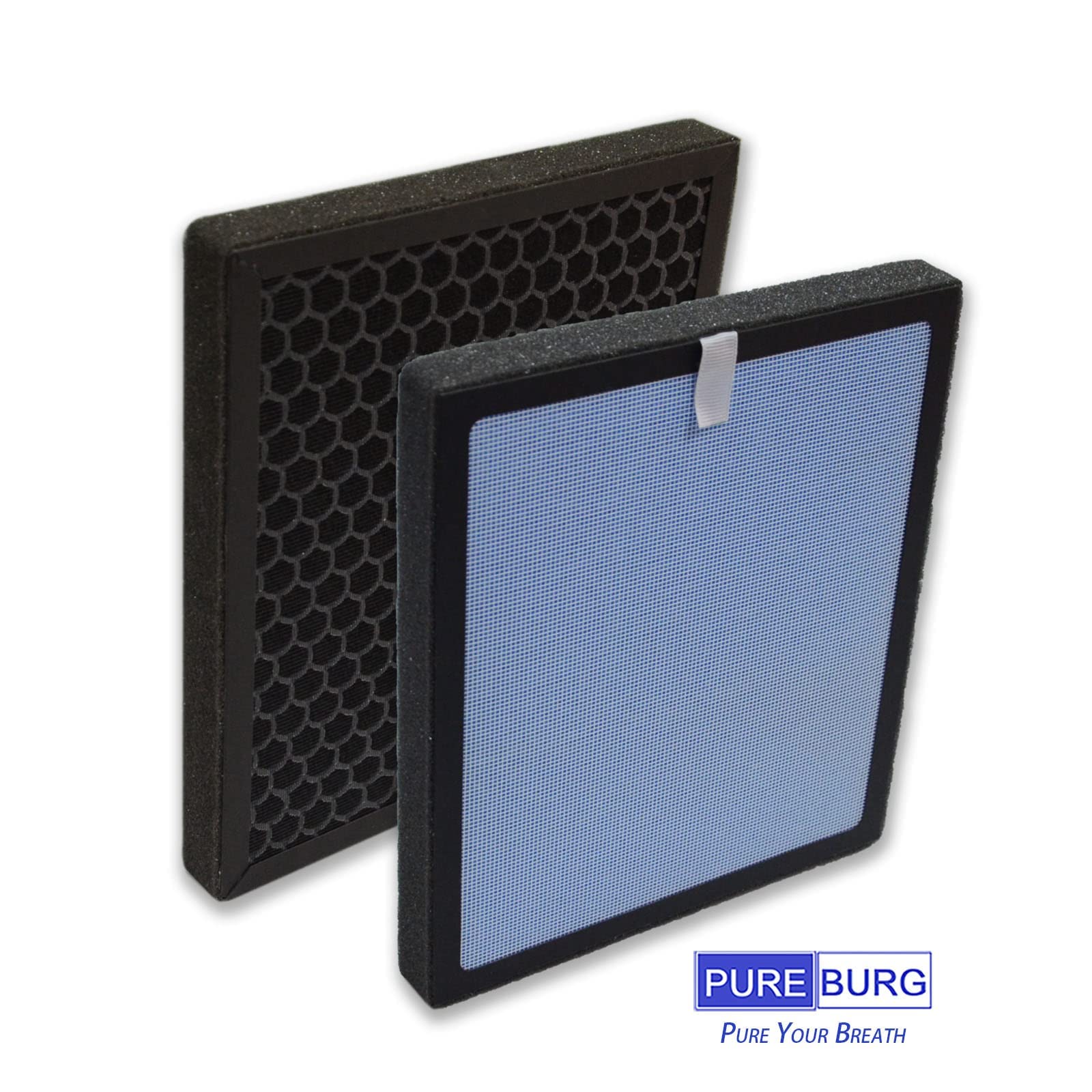 PUREBURG Replacement Filters Compatible with YIOU R1 P1802 Air Purifier & Elechomes P1801 Air Purifier,2-Pack H13 True HEPA + Activated Carbon 2-in-1