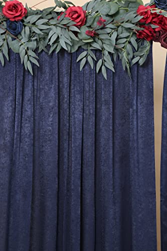 Cytdkve 2 Panels 4.8 Feet x 10 Feet Navy Blue Velvet-Like Wedding Backdrop Curtain Drapes, Silky Soft Window Curtains Panels for Wedding Ceremony Birthday Party Decorations