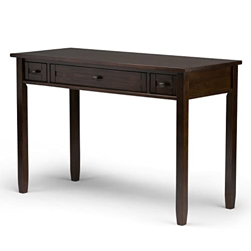 SIMPLIHOME Warm Shaker SOLID WOOD Rustic Modern 48 inch Wide Home Office Desk, Writing Table, Workstation, Study Table Furniture in Tobacco Brown with 2 Drawers