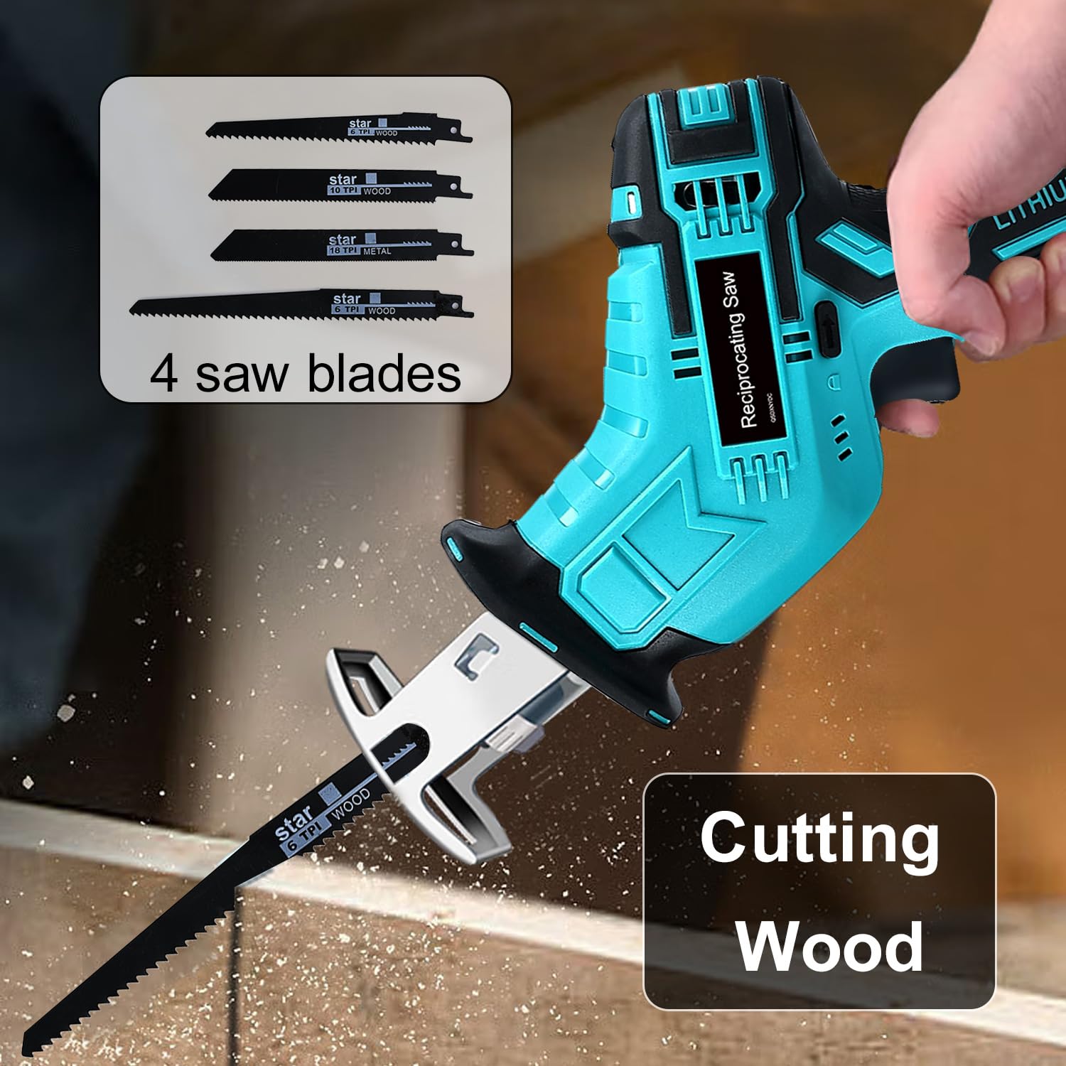 Cordless Power Reciprocating Saws Tool 0-3000 RPM for Makita 18V LXT BL1850B Battery Compact One-Handed Recipro Saw for Wood/Metal/PVC Cutting(No Battery)
