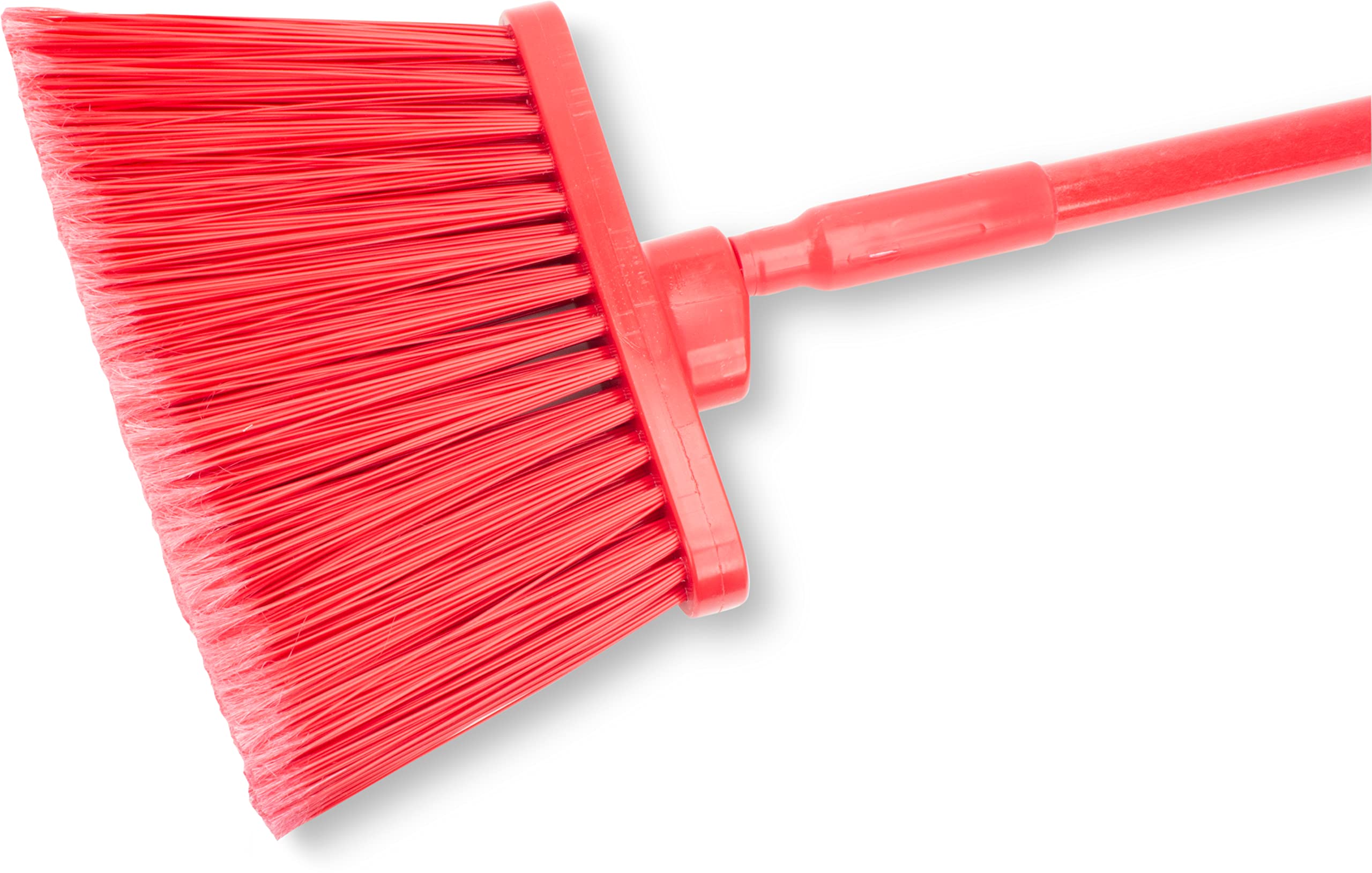 SPARTA 41082EC05 Plastic Color Coded Broom, Flagged Bristles, Long Broom With Angled Head For Large Debris, 56 Inches, Red