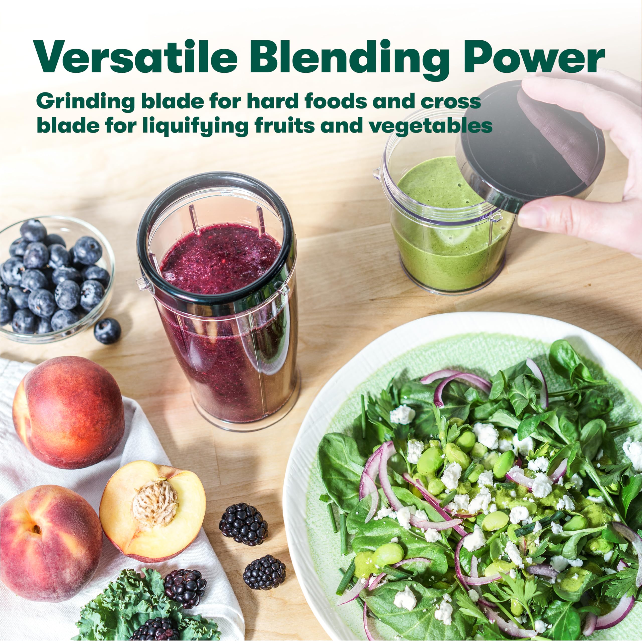 BELLA Personal Size Rocket Blender, Perfect for Smoothies, Shakes & Healthy Drinks, Easy Grinding, Chopping & Food Prep, 285 Watt Power Base, 12 Piece Blending Set, Stainless Steel/Black