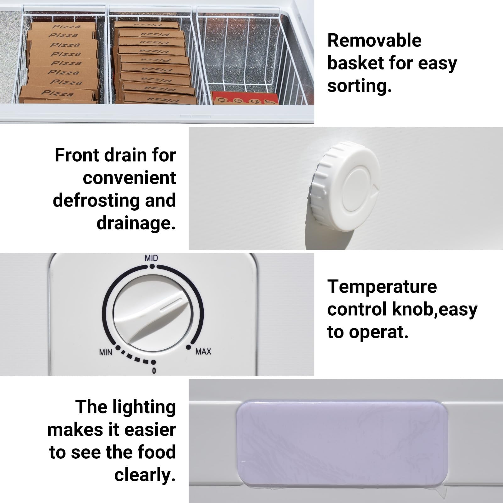 Chest Freezer 5.0 Cu.Ft Deep Freezer, Garage Feezers Top Door Refrigerator with 4 Removable Baskets, Manual Defrost Compact Small Freezer, Restaurant,White