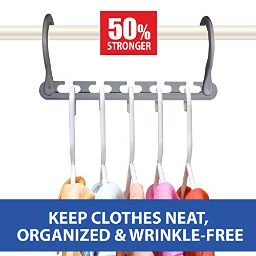 Wonder Hanger Max Pack of 10 Organizer, Triples Clothes-Hanger Space for Wrinkle-Free Clothes, Space-Saving Closet-Organization Hangers, Fully Assembled, Grey