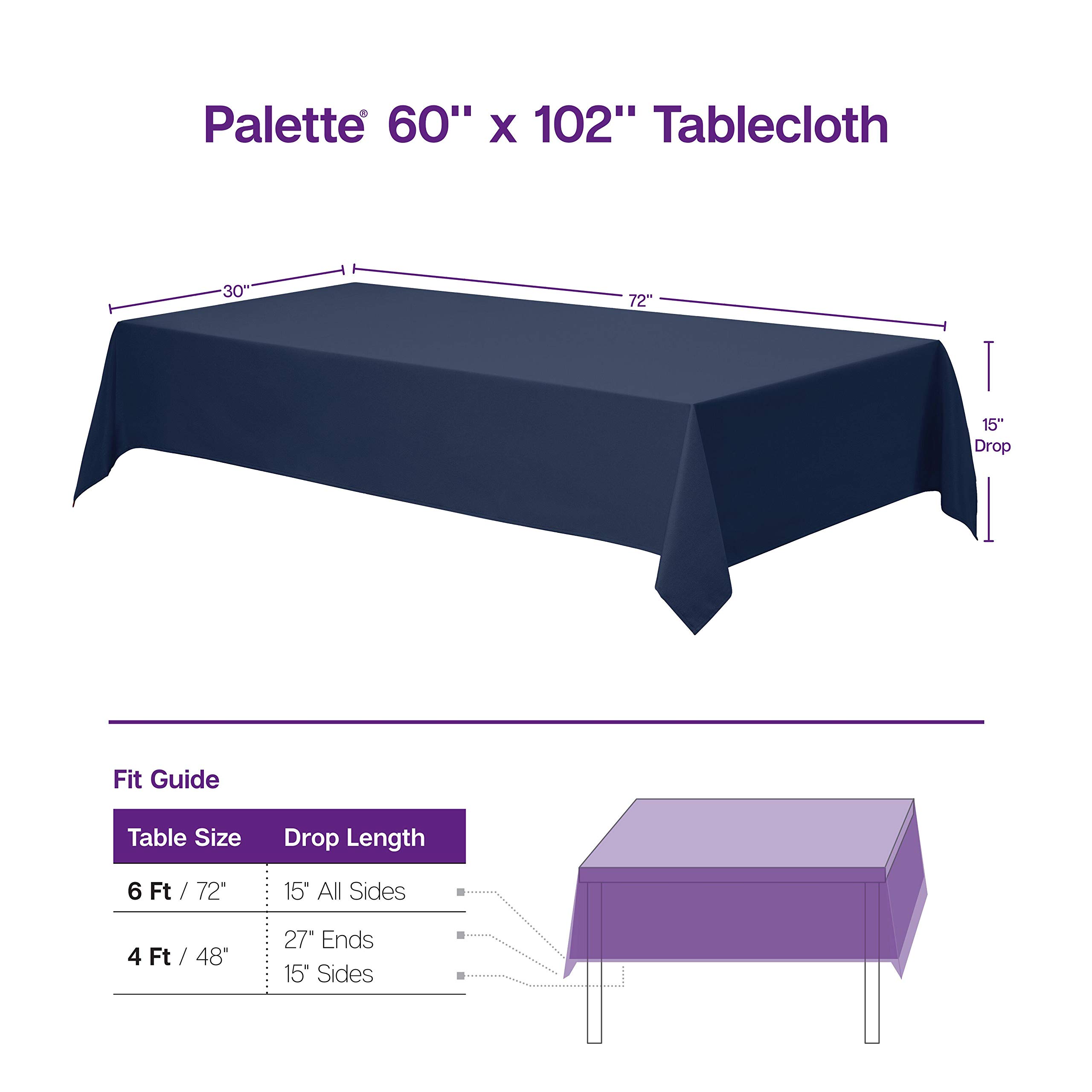 Gee Di Moda Rectangle Tablecloth - 60 x 102 Inch Ivory Table Cloth for 6 Foot Rectangle Table - Heavy Duty Washable Fabric - for 6 Ft Buffet Table, Holiday Party, Dinner, Wedding & Baby Shower