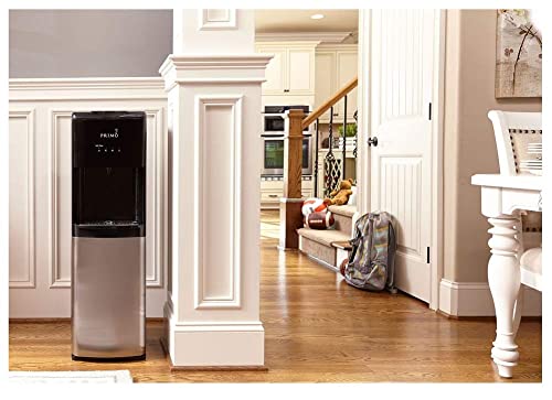 Primo Bottom-Loading Self-Sanitizing Water Dispenser, 3 Temp (Hot-Cool-Cold) Water Cooler Water Dispenser for 5 Gallon Bottle w/Child Safety Lock, Black and Stainless Steel
