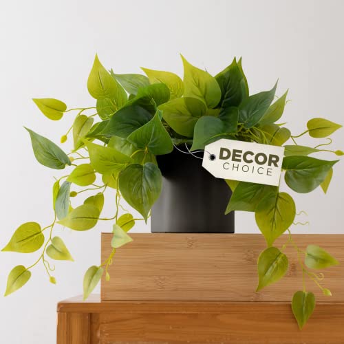 FOREVER LEAF Faux Plants Indoor, Artificial Plants for Home Decor Indoor, Pothos Small Fake Plants, Fake Plants Decor, Decorative Plants, Fake Plant, Artificial Plant for Indoor & Outdoor - Black Pot