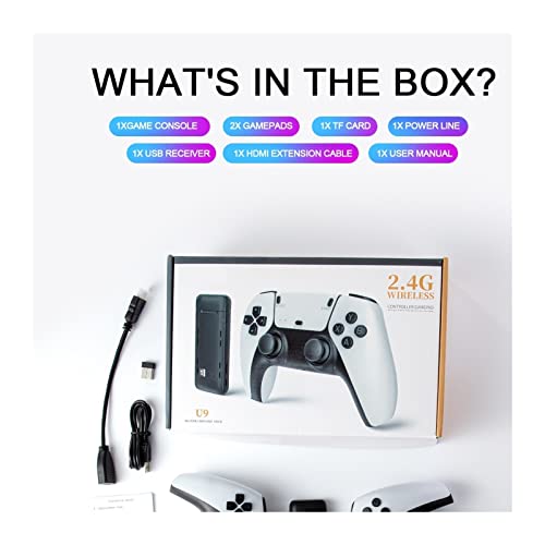 BAUBUY Gifts U9 TV Game Stick With Two 2.4G Wireless Controller 64GB 10000 PS PSP Retro Video Games Console Gaming Player GameBox Gift Games Consoles