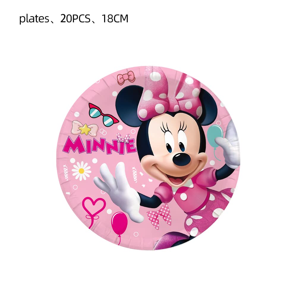 ChezMax Minnie Mickey Mouse Party Supplies, 40pcs Plates & Napkins, Eco-Friendly Birthday Decorations for Girl and Boy
