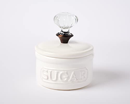 Mud Pie Door Knob Sugar Bowl, White 5.85H X 6.7L X 6.35W