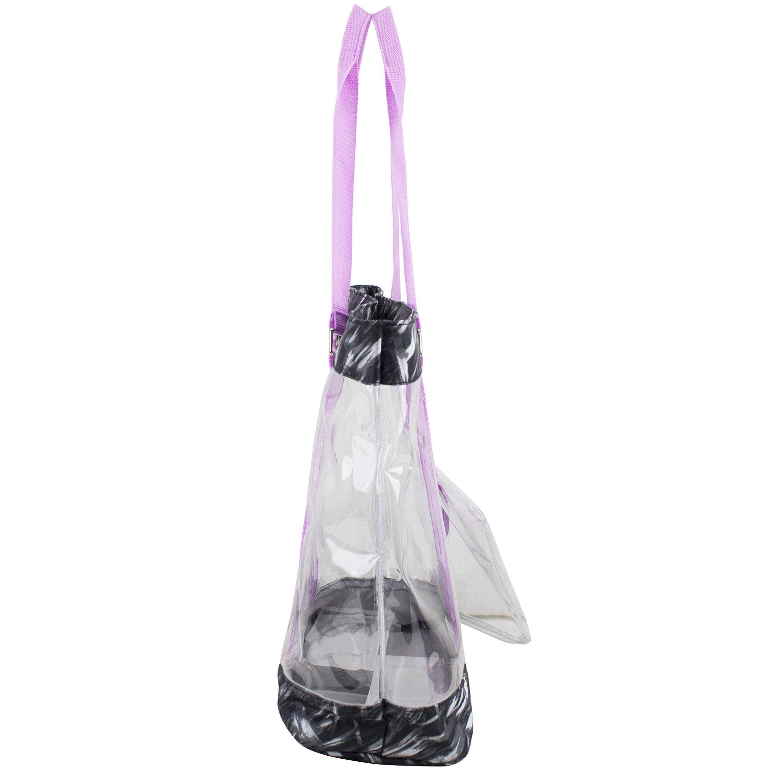 Eastsport Heavy Duty Transparent Clear Tote Bag Wristlet, Zipper Closure, For Work, Sporting Events, Festivals and Concerts, Blush/Cheetah Tie Dye