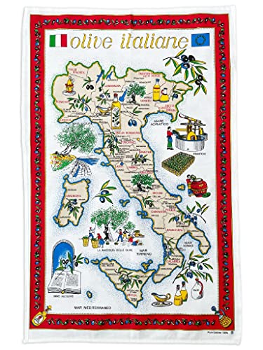 BLU RITMO Kitchen Tea Towel Set, Cotton Kitchen Towels Made in Italy, Colorful Multi-Purpose Absorbent Cloths, Large Cloth 21 x 33 in (Food - 4 Pieces)