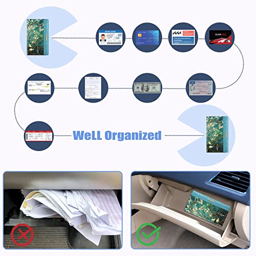 Caweet Car Registration and Insurance Holder Vehicle Glove Box Organizer Leather Car Document Holder for Driver's License, ID, Key Information Cards with Elastic Band Closure, Glitter Pink