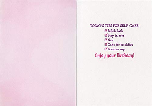 Avanti Press Kitty Cat : Pink Hydrangea Cap Feminine Humorous : Funny Birthday Card for Woman : Her