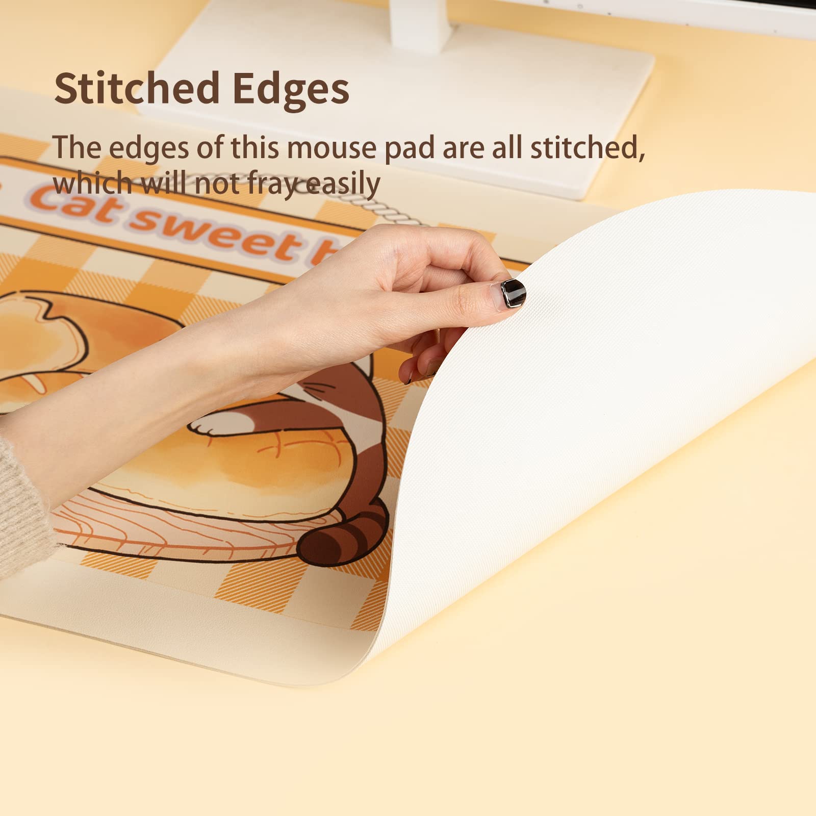 GeekShare Cute Cat Bakery Mouse Pad - Large Non-Slip Base PU Desk Mat for Keyboard and Mouse, Perfect for Gaming, Writing, or Home Office Work