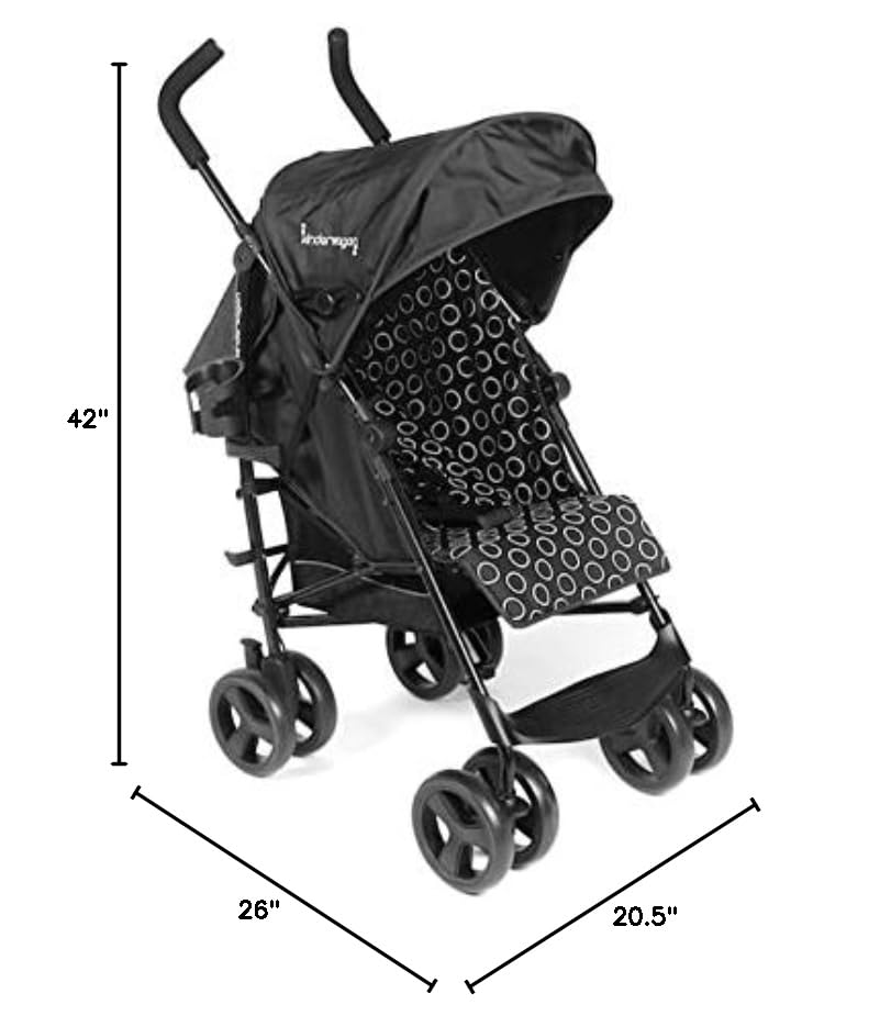 Kinderwagon Skip Baby Stroller, Lightweight Stroller, Compact Stroller, Infant car seat Compatible, Includes rain Cover and Removable Cup Holder (Black)