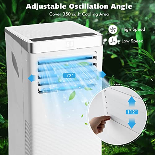 GOFLAME Portable Air Conditioner 10000BTU, 3-IN-1 Air Cooler & Dehumidifier with Remote Control, Sleep Mode, 2 Wind Speeds and 24H Timer Function, Air Cooling Fan with Window Kit for Home Office, White