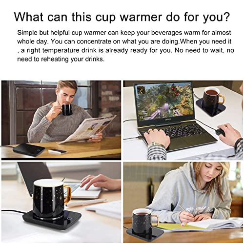 Misby Coffee Warmer for Desk with Auto Shut Off Coffee Mug Warmer,Beverage Cup Warmer for Desk Home Office Use, Coffee Gifts (Black)