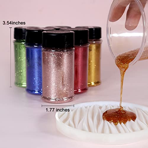 Renfio Ultra Fine Glitter Powder Metallic Resin Glitter 1.75 Oz (50g) PET Flakes Crafts Sequins 1/128" 0.008" 0.2mm Epoxy Chips Flakes for Tumblers Slime Decoration - Deep Black