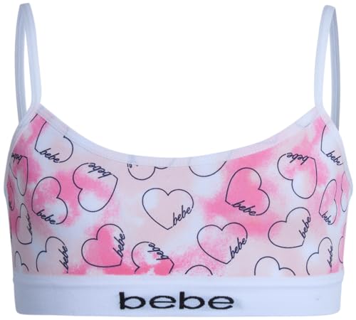 bebe Girls' Underwear Set - Seamless Cami Training Bra and Matching Panties (8 Piece), Size Medium, Tie Dye Hearts