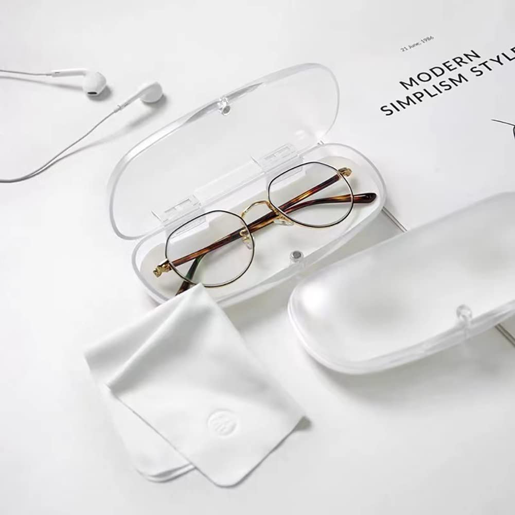 ccHuDE 2 Pcs Plastic Eyeglasses Cases Frosted Glasses Case Hard Shell Reading Glasses Box Travel Sunglasses Case Translucent