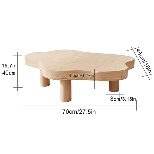 Cloud Shape Irregular Wood Coffee Table,Round Corner Thicken End Table,Cute Accent Modern Coffee Cocktail Table with 3 Legs for Living Room Furniture(27.5" Lx18 Wx16 H, White)