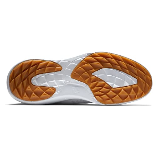 FootJoy Men's FJ Flex Golf Shoe, White/White/Tan, 10