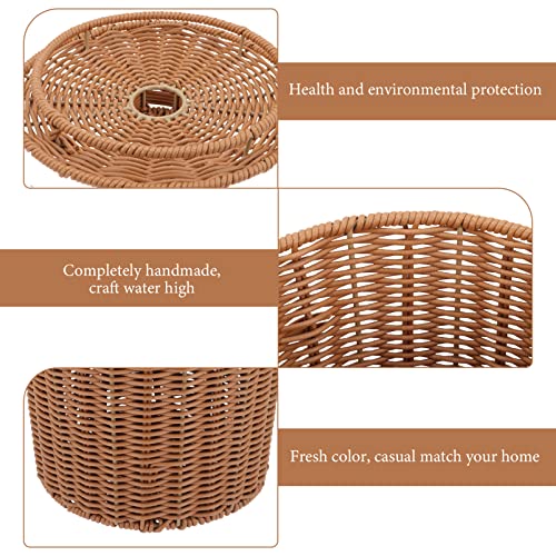 DOITOOL Wicker Storage Basket with Lid Round Rattan Storage Basket for Storage, Wicker Waste Basket for Bedroom, Bathroom, Offices Or Home ( 24x24cm )