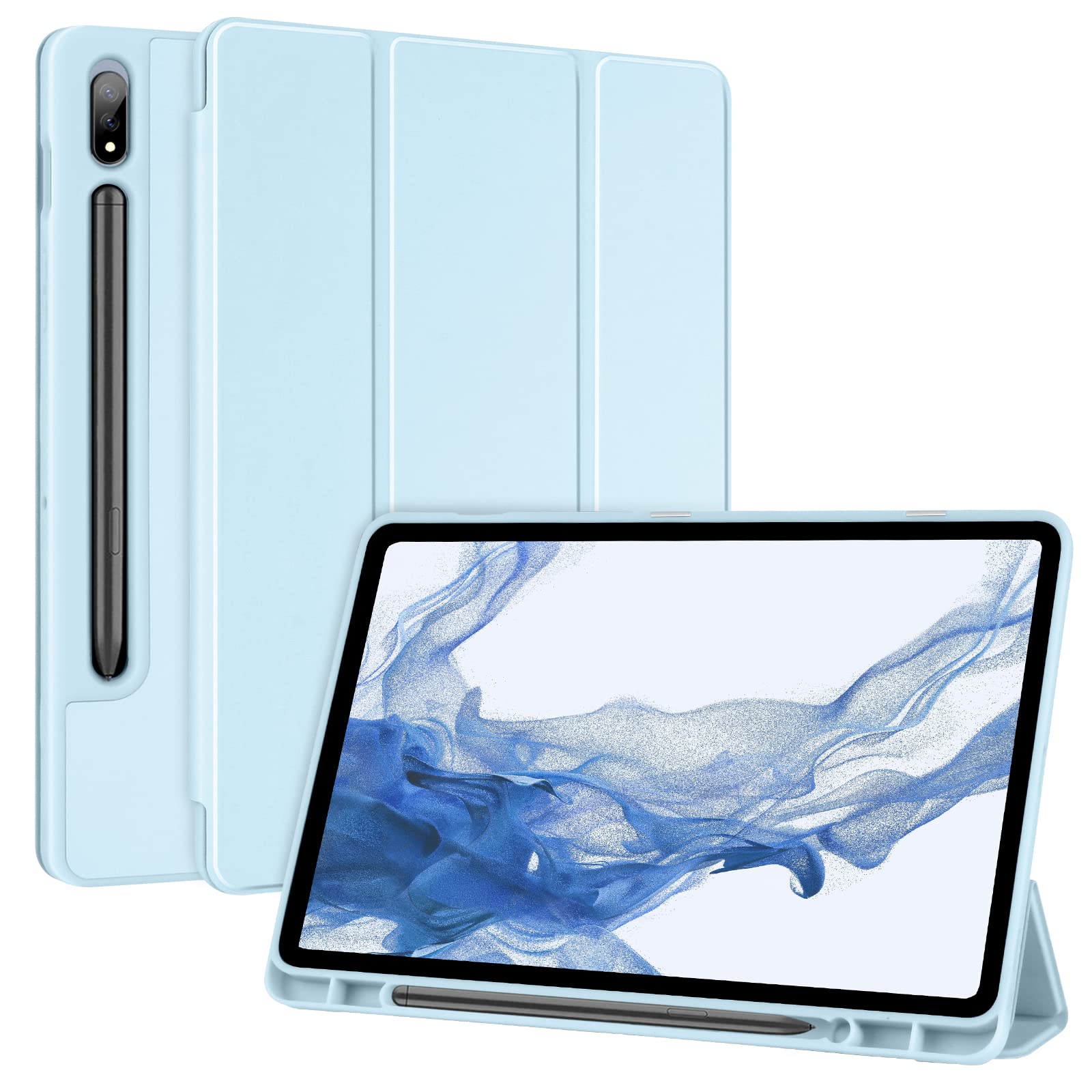 CC Store Case for Samsung Galaxy Tab S8 2022/Tab S7 2020 11 Inch (SM-X700/X706/T870/T875/T878), Slim Protective Case, Multi-Angle Adjustable, with S Pen Holder and Auto Wake/Sleep Feature (Blue)