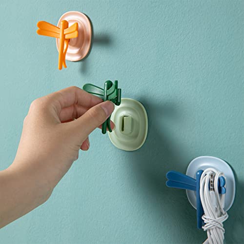 DI QIU REN 8 Pack Kitchen Storage Wall Hook Bag Seal Clip Multifunction Dragonfly Hooks Bathroom Heavy Duty Self Adhesive Hooks Waterproof Rustproof for Kitchen, Bathroom, Home, Office