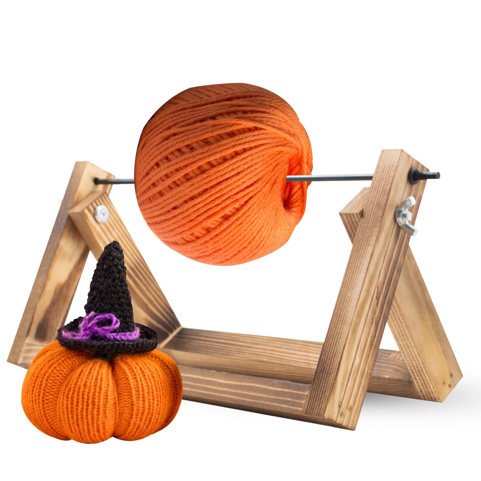 Horizontal Wooden Yarn Holder, Classic Spinning Yarn & Thread Holder Ball Holder for Crocheting Knitting Embroidery Accessory Gift Adjustable Embroidery Supply Tools for Art Craft, 11 * 5inch