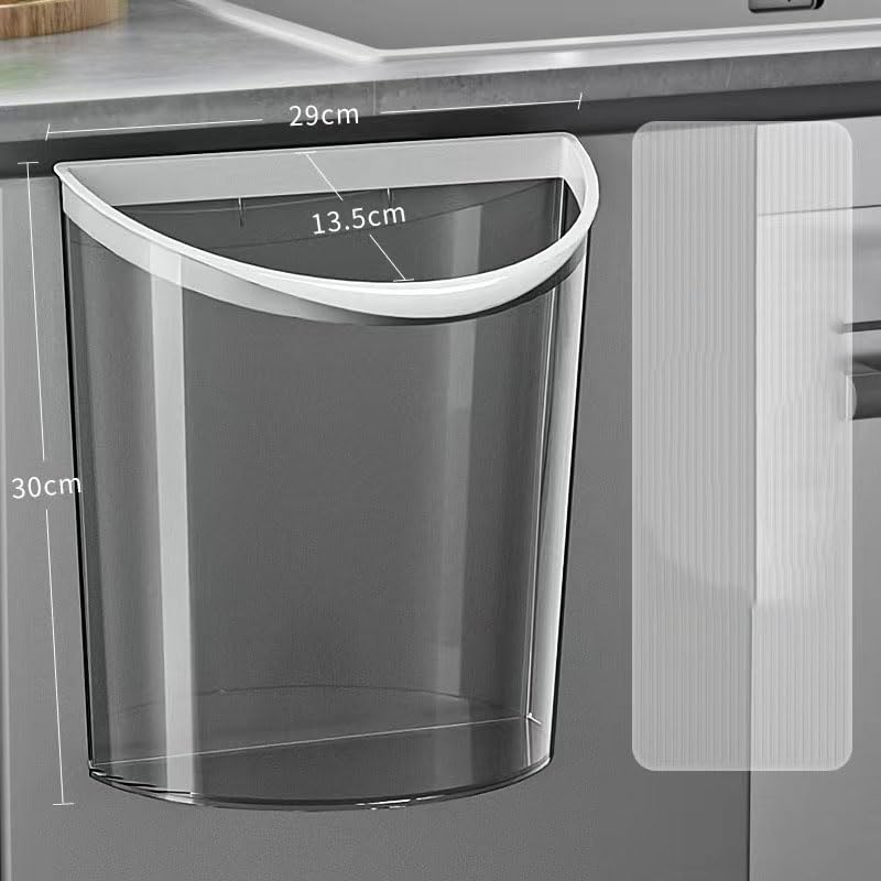 Denominate Hanging Trash Can Transparent Large Calibre Space Saving Wall Mounted Trash Can Kitchen Trash Bin for Counter Top Under Sink