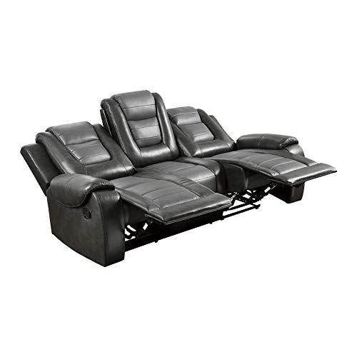 Lexicon Hawthorne Wall-Hugger Manual Double Reclining Sofa, Two-Tone Gray