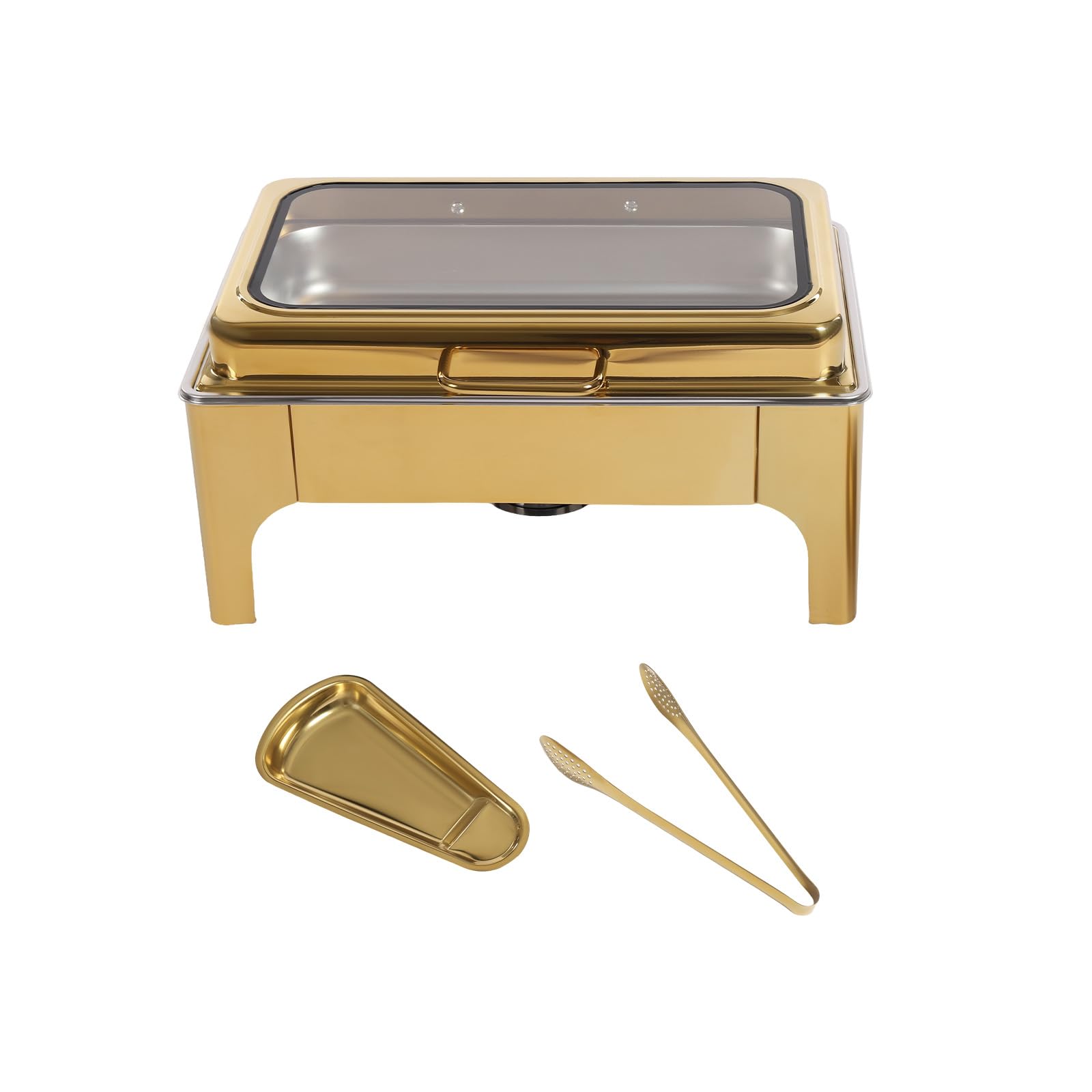 Chafing Dishes for Buffet, 10.5QT Rectangular Stainless Steel Chafing Dish Buffet Set with Glass Lid, Chafers and Buffet Warmers Sets for Catering Events Parties Weddings Dinners