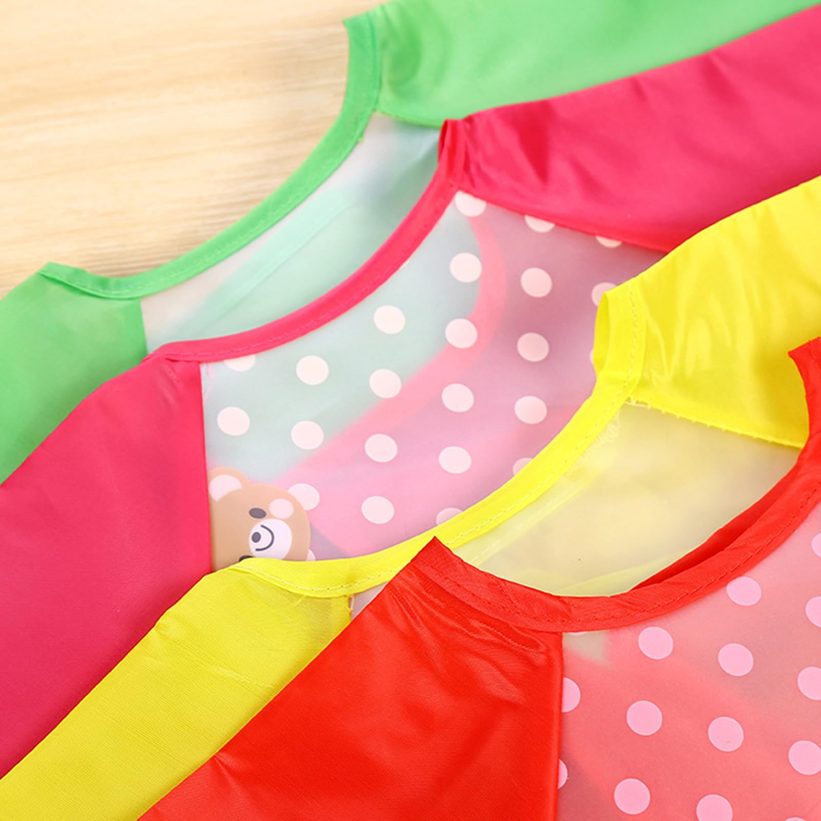 EchoDone 6 Packs Waterproof Children's Art Smock Kids Painting Aprons Long Sleeve Smock for Eating 1-4 Years