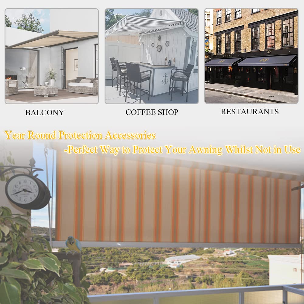 Awning Protective Cover - Rain Canopy Storage Bag 420D Outdoor Shade Umbrellas Accessories Fit 13 x 10 ft Retractable Awning (Beige)
