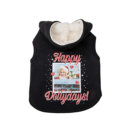 Doggy Parton Black Happy Dollydays Hoodie for Pets, Extra Small