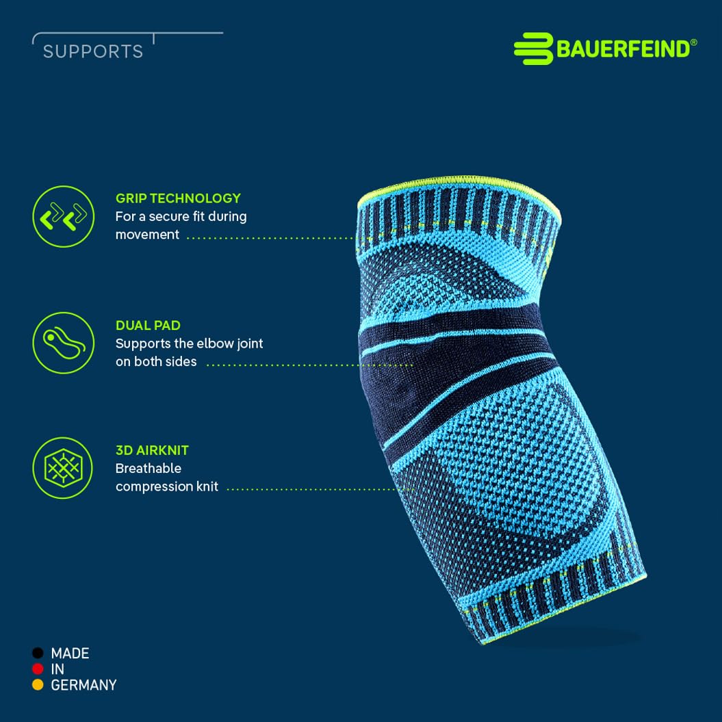Bauerfeind Sports Elbow Support - Breathable Compression Elbow Brace - Contoured Pads for Inner & Outer Elbow Protection Against Joint Pressure; Washable & Durable Fabric (Pink, X-Large)