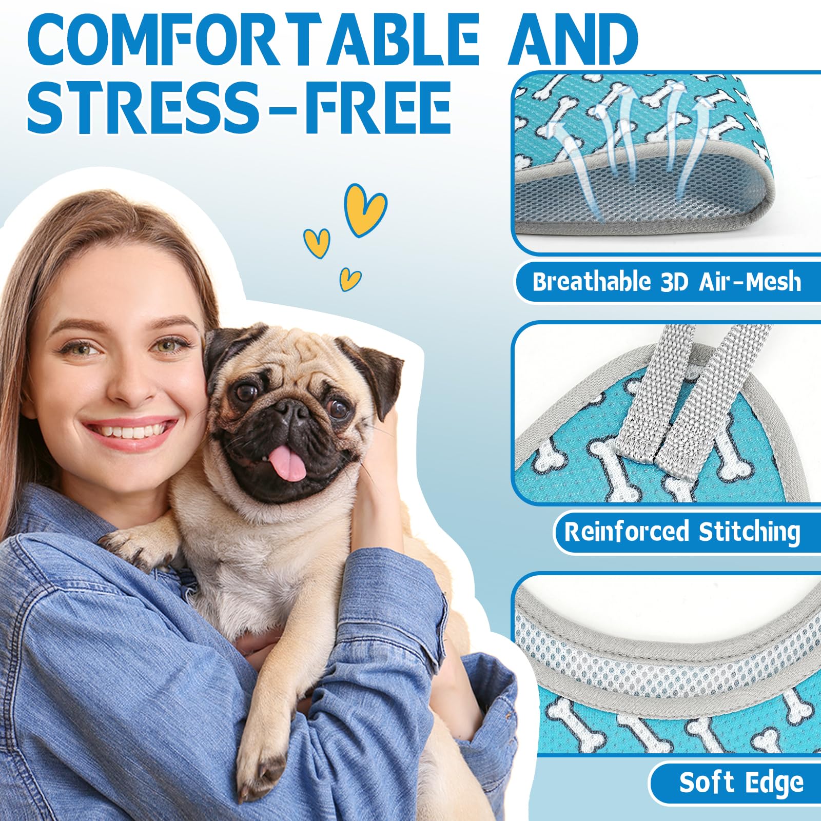 Supet Dog Grooming Hammock Harness for Cats Dogs, Relaxation Pet Grooming Hammock Restraint Dog & Small Animal Leashes Sling fo (Coral Blue, M( Legs Spacing:9"-12.5" / Max W:50LBS ))