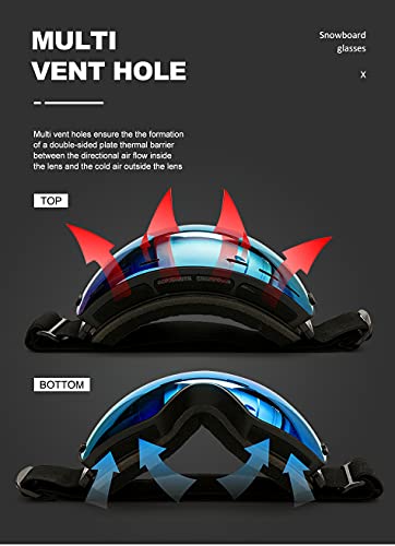 Bauhaus Snowboard Ski Goggles with Case, Winter Spherical Snow Goggles UV Protection, Anti-Fog & OTG Design Snowmobile Goggles